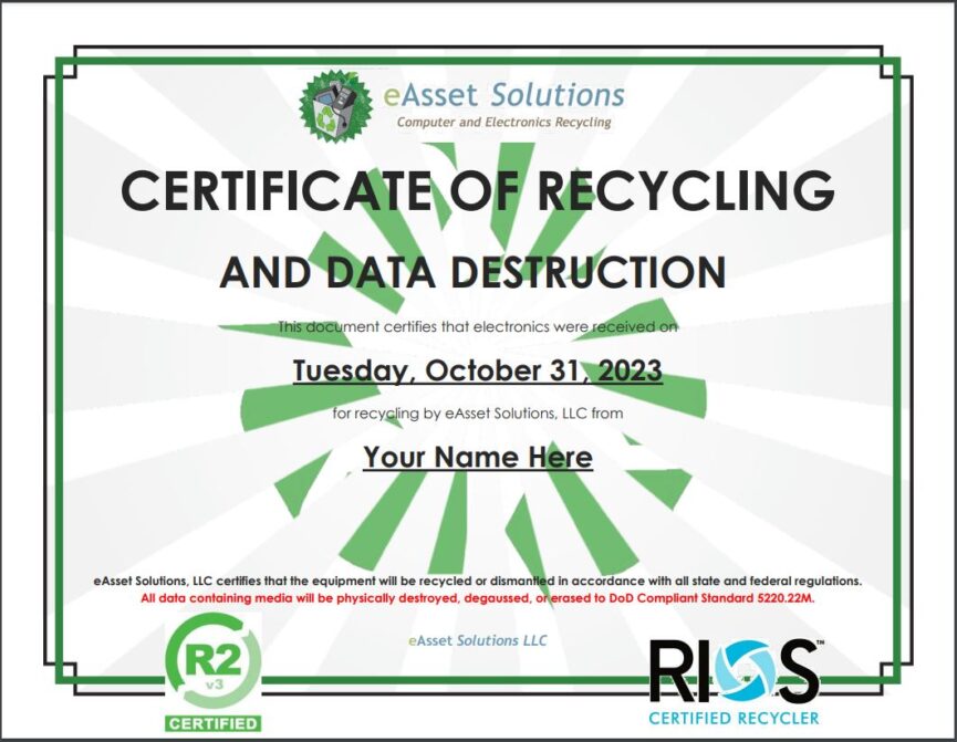 Recycling A Laptop Safely • eAsset Solutions • HP Laptop Recycle